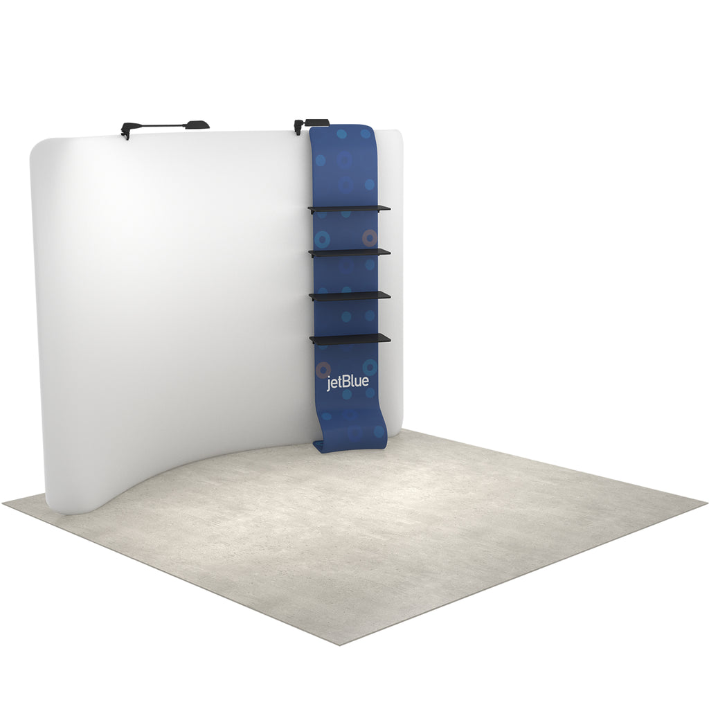 MAX Waterfall Branded Shelving and Merchandising Stand - TradeShowBooth.com